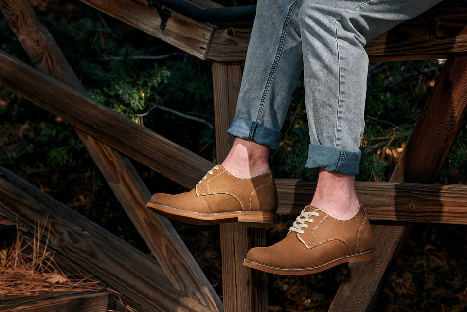 CALTO - J1312 - 3 Inches Taller (Khaki Brown) - Business Casual Leathe ...