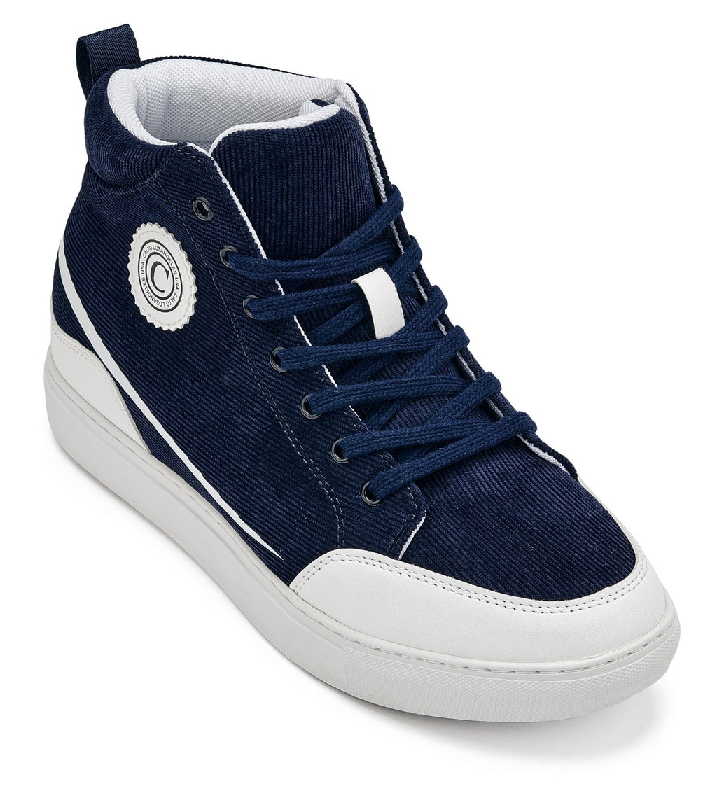 CALTO - S4132 - 2.6 Inches Taller (Navy Blue/White Sole) - Corduroy An ...