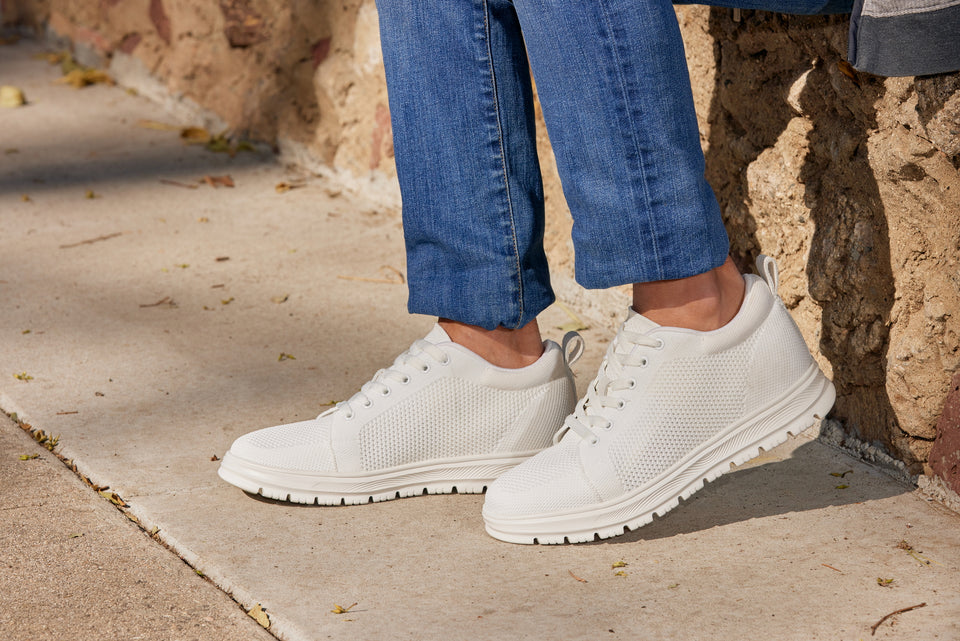 CALTO - X2321 - 2.4 Inches Taller (White/White Sole) - Lace Up Casual ...
