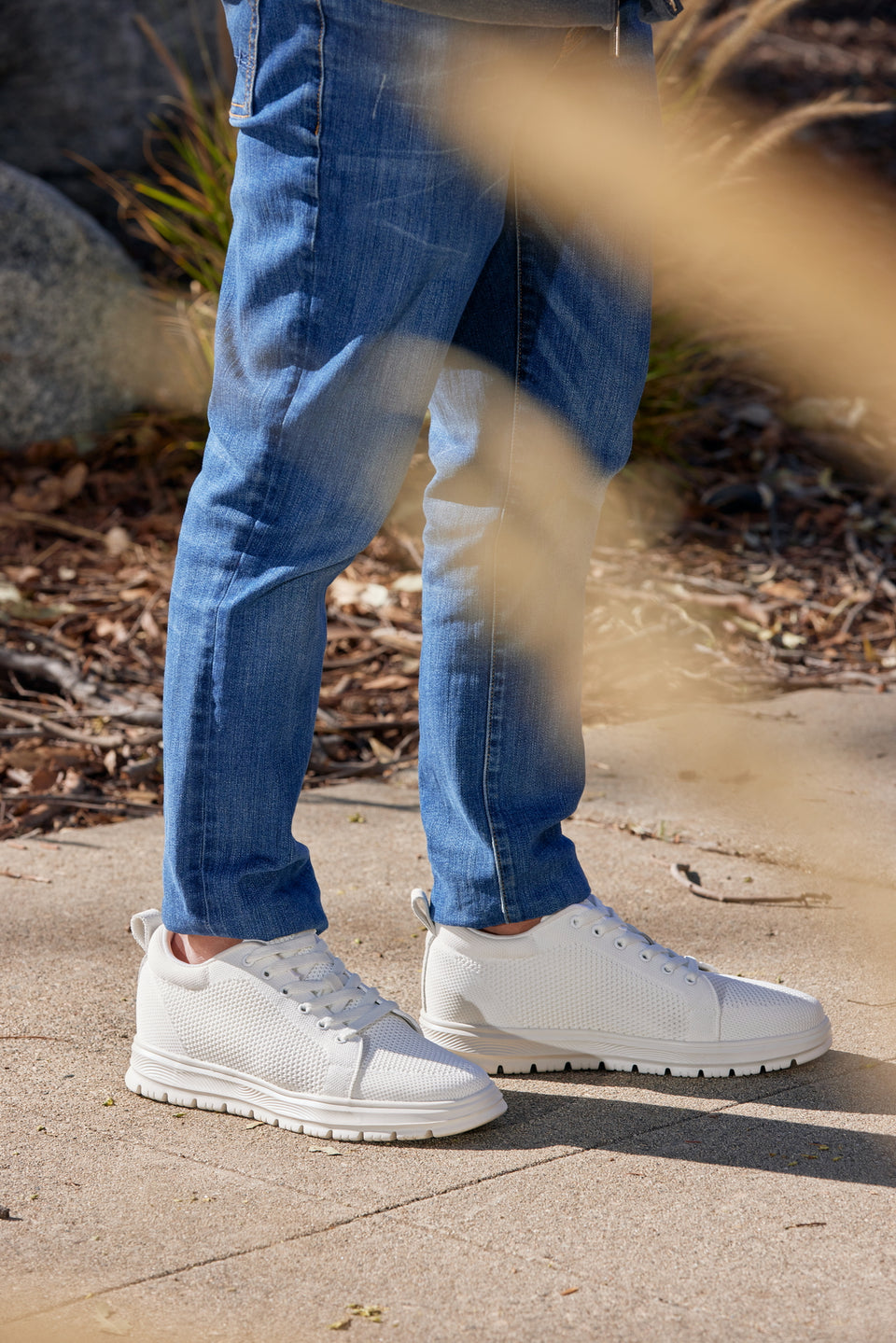 CALTO - X2321 - 2.4 Inches Taller (White/White Sole) - Lace Up Casual ...