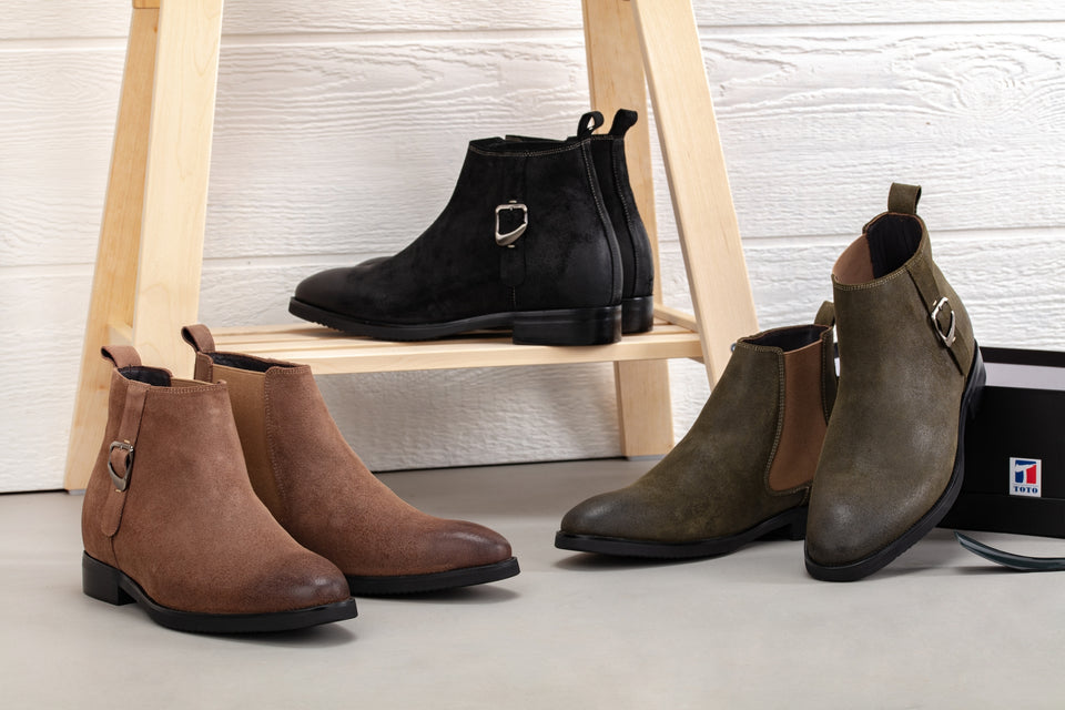 TOTO - K92081 - 3 Inches Taller (Nubuck Black) - Chelsea Ankle Boots ...