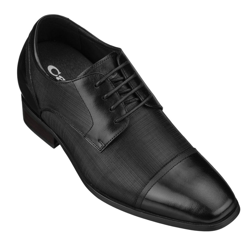 CALTO 3.2 Inches Elevator Height Increasing Black Cap Toe Lace Up ...