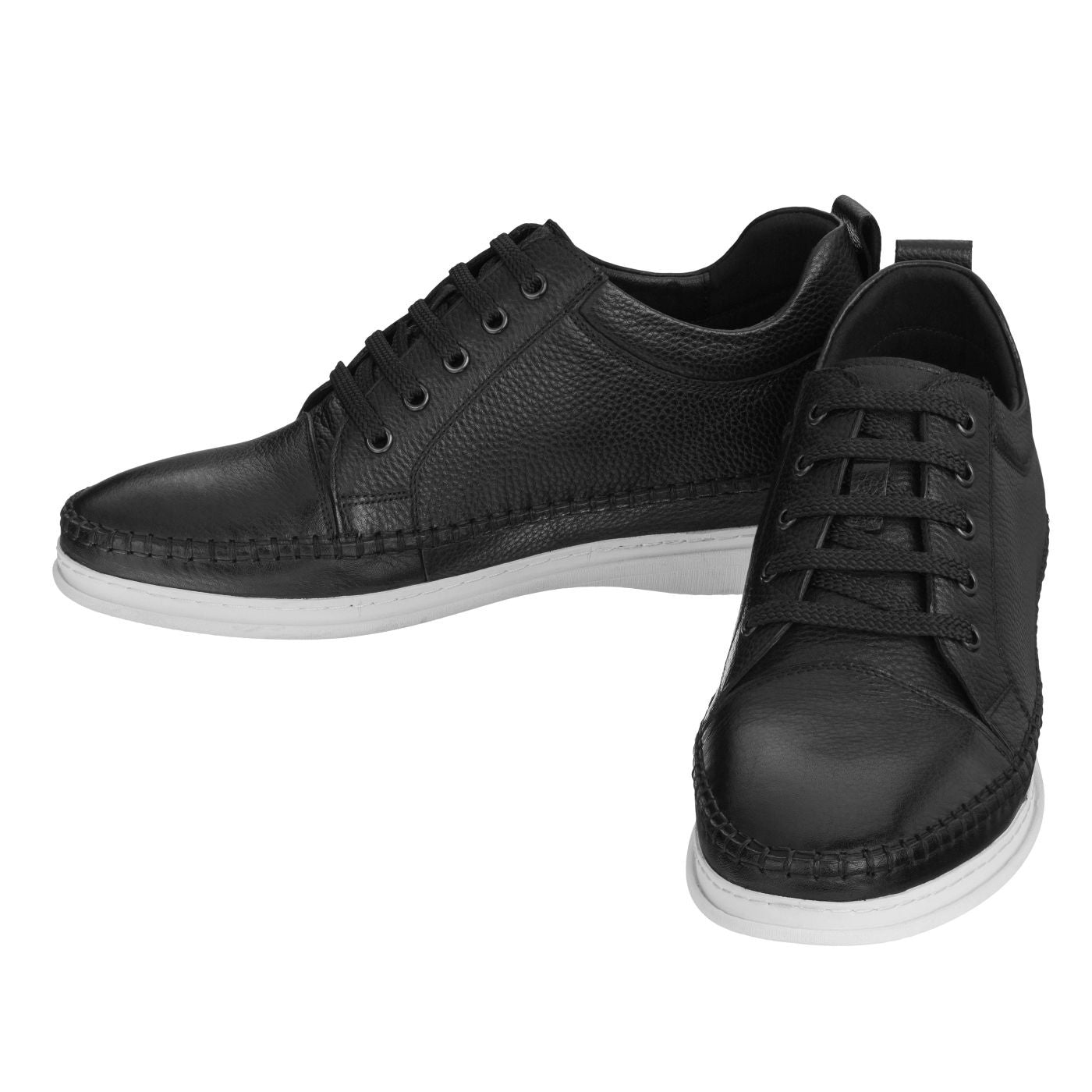 CALTO Casual Leather Sneakers - Black – Tallmenshoes.com