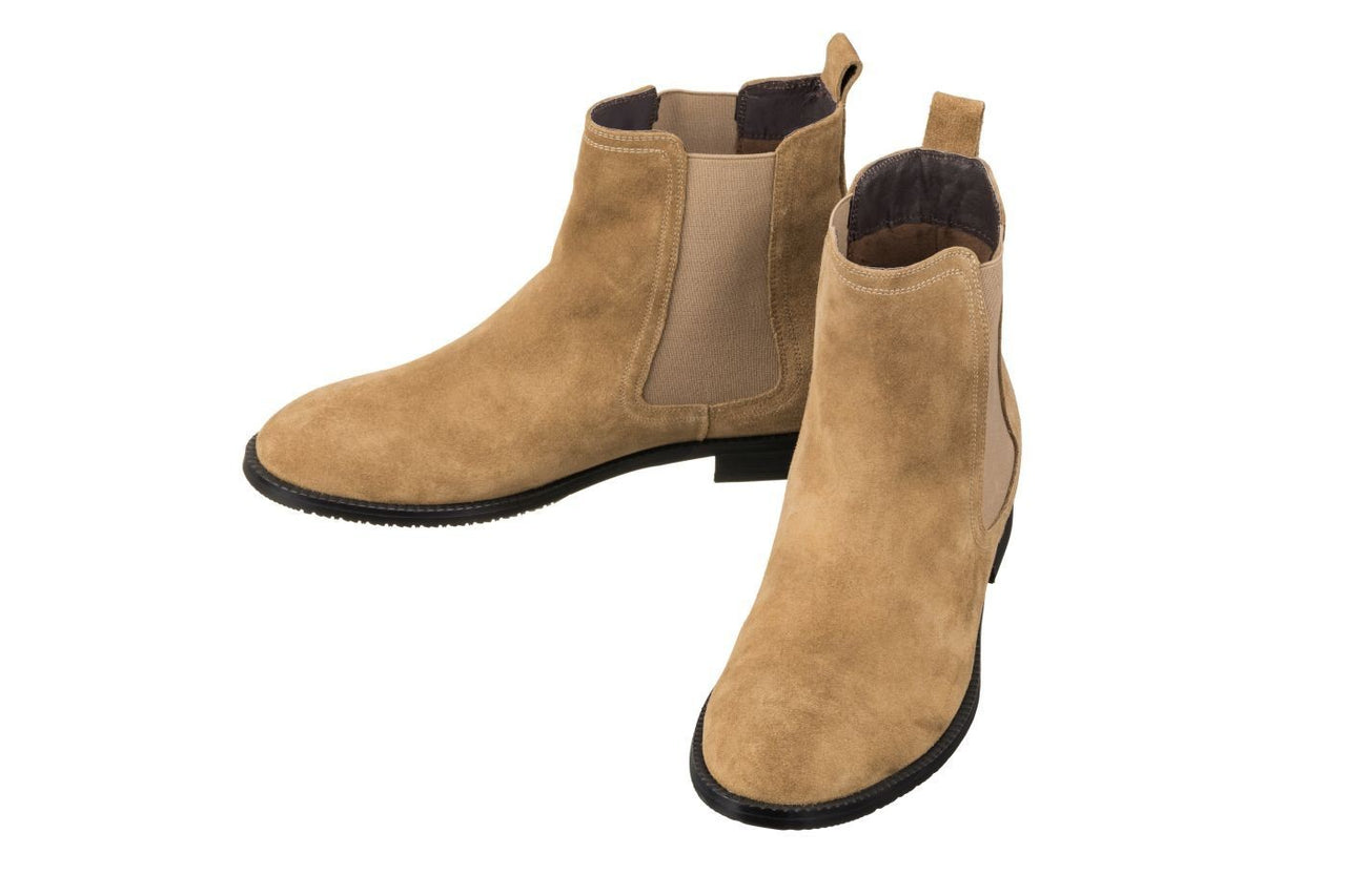 CALTO - K33091 - 2.9 Inches Taller (Khaki Brown) - Suede Chelsea Boot ...