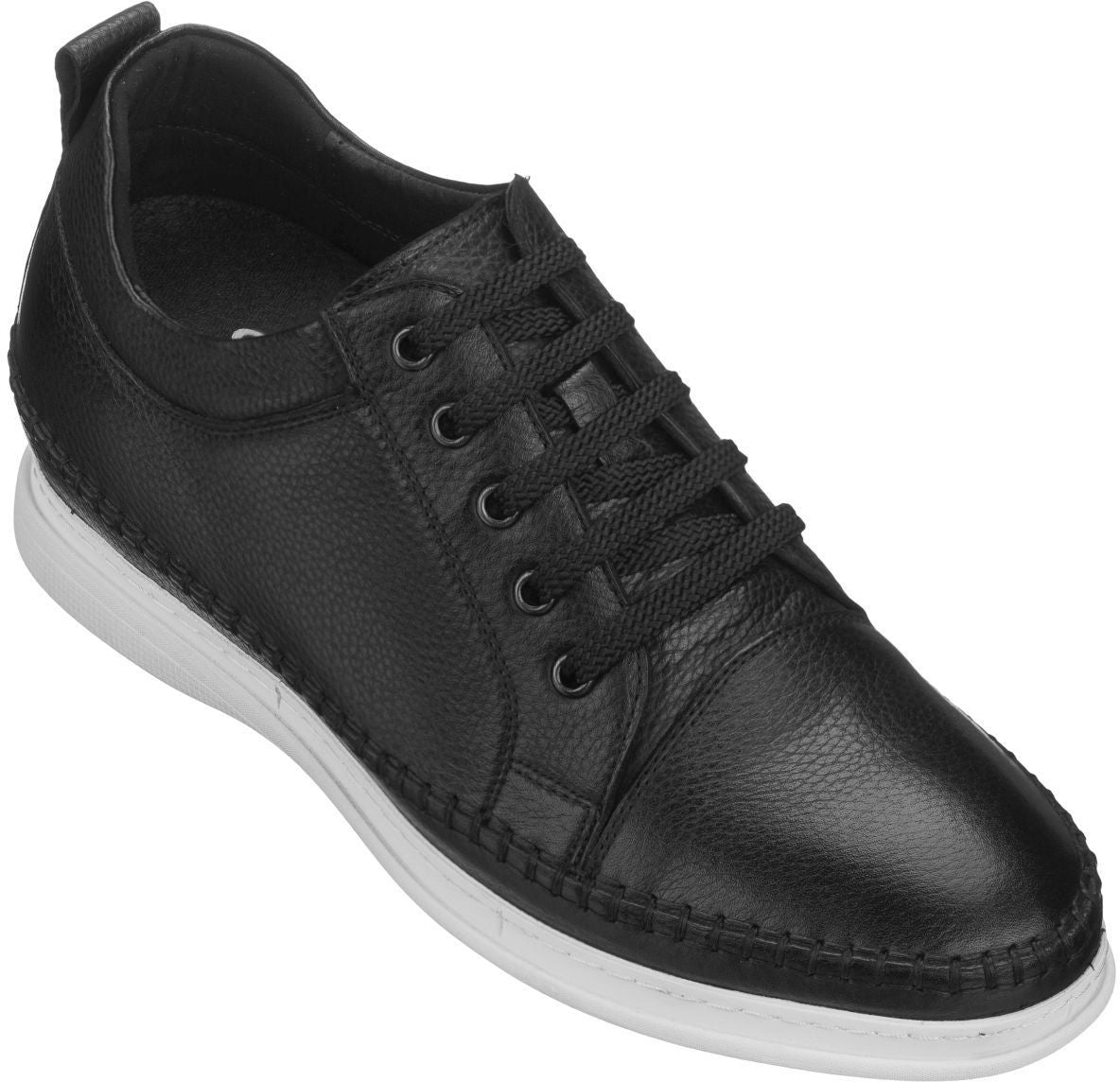CALTO Casual Leather Sneakers - Black – Tallmenshoes.com